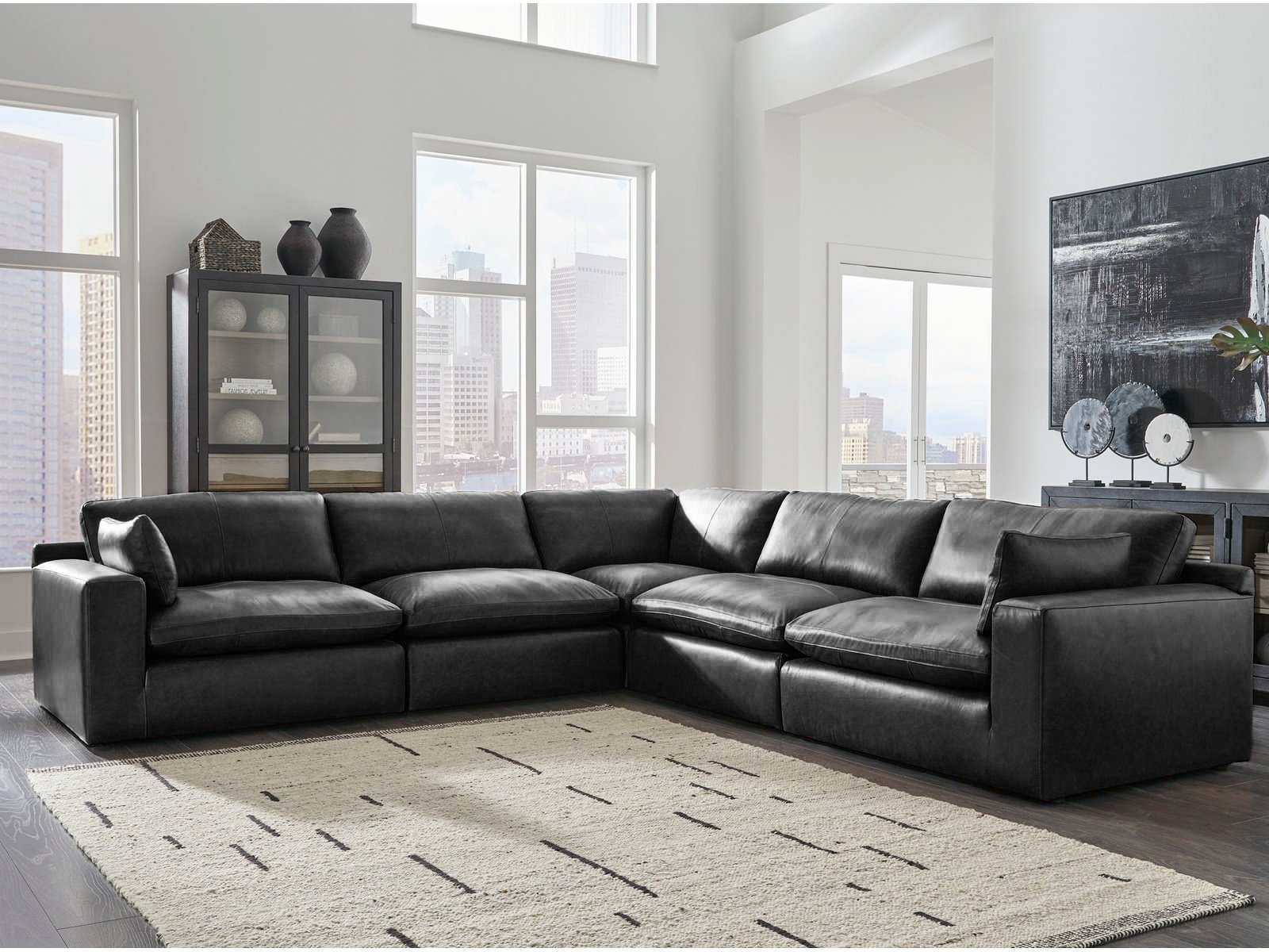 Emilia Black Leather Modular Sectional Units / Create your own Style ...
