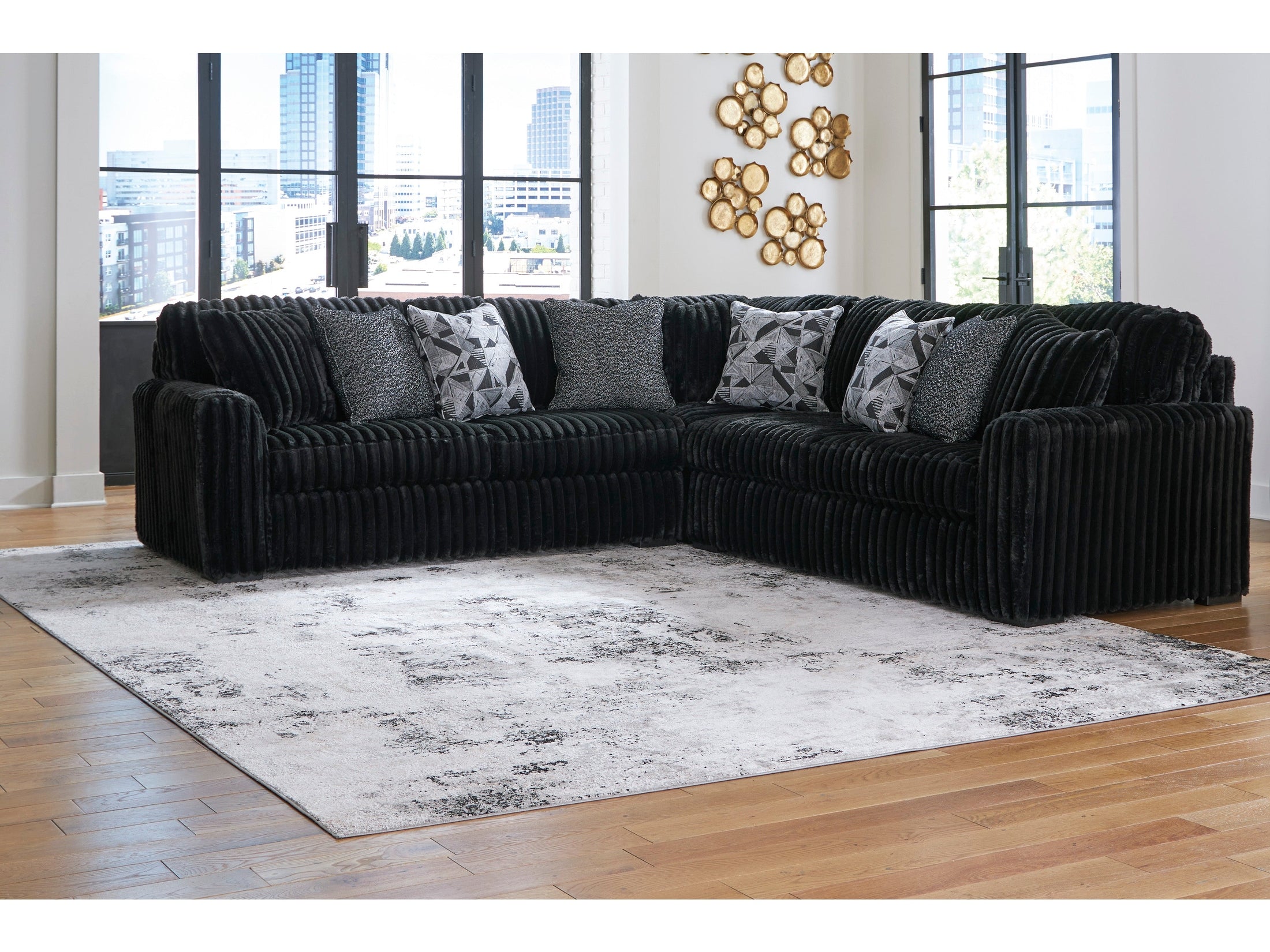 Midnight-Madness Onyx Corduroy Modular Sectional Units - Create your ...