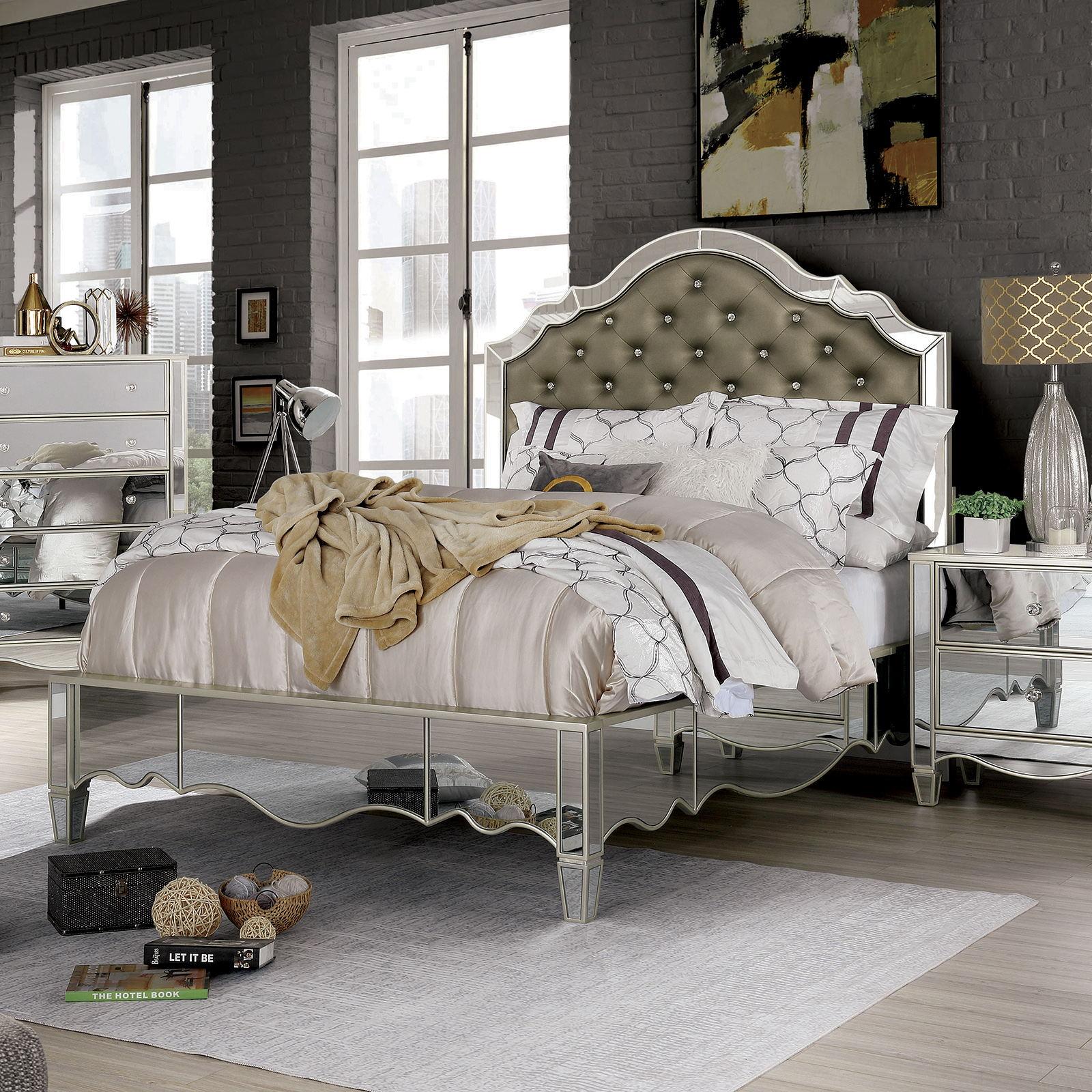 Eliora - Silver & Mirrored - Queen Bed Ornate Furniture